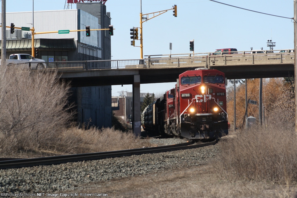 CP 8785 Heads up a Mixed Freight
